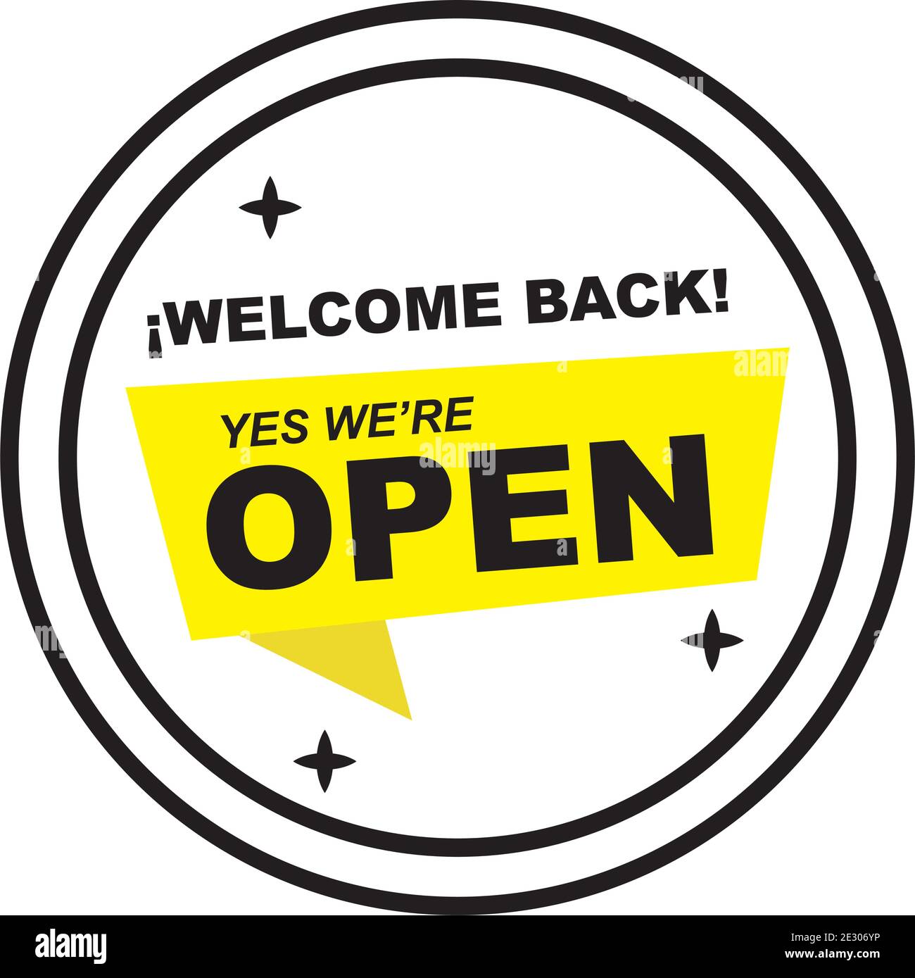 reopening lettering in ribbon sticker half line style icon Stock Vector ...