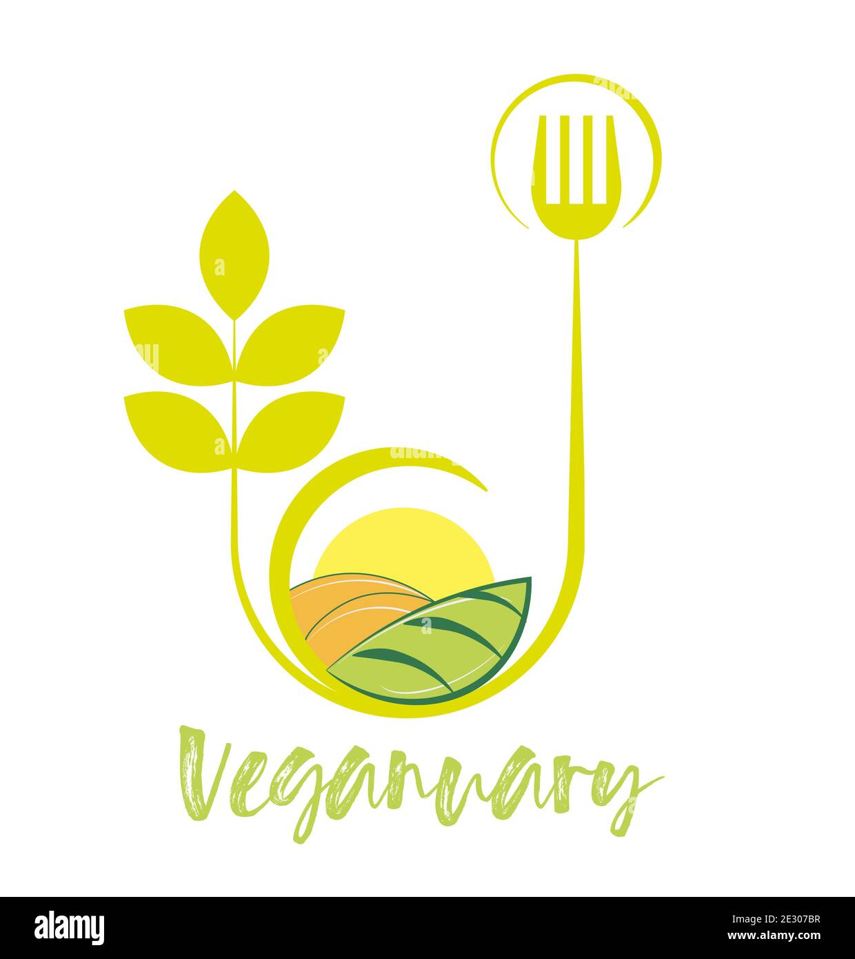 Veganuary This January vector illustration on a white background Stock ...