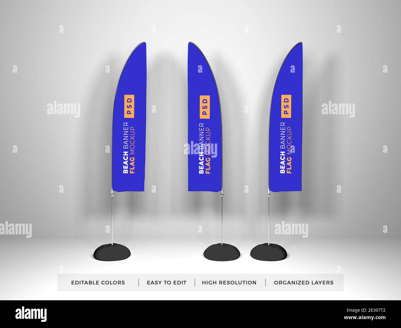 Realistic Beach Banner Flag Mockup Template Stock Photo - Alamy