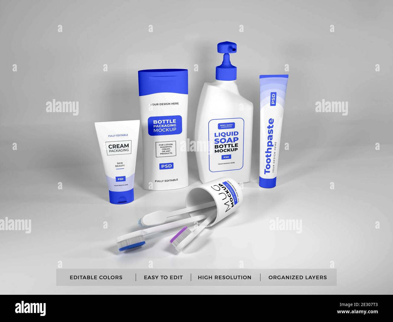 Bath Kit Set Mockup Scene Stock Photo - Alamy