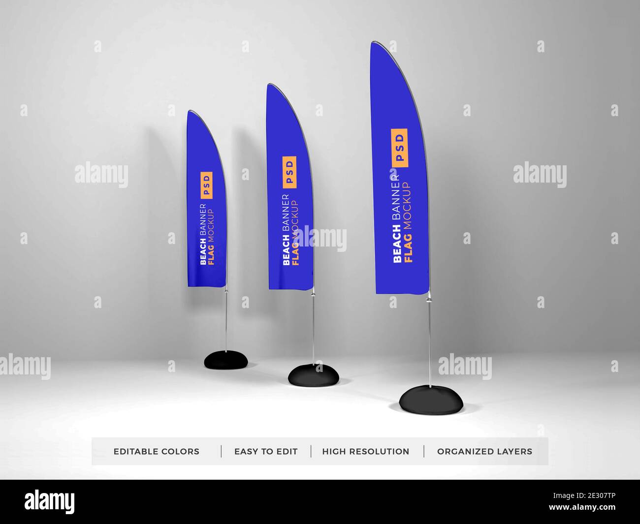 Realistic Beach Banner Flag Mockup Template Stock Photo - Alamy