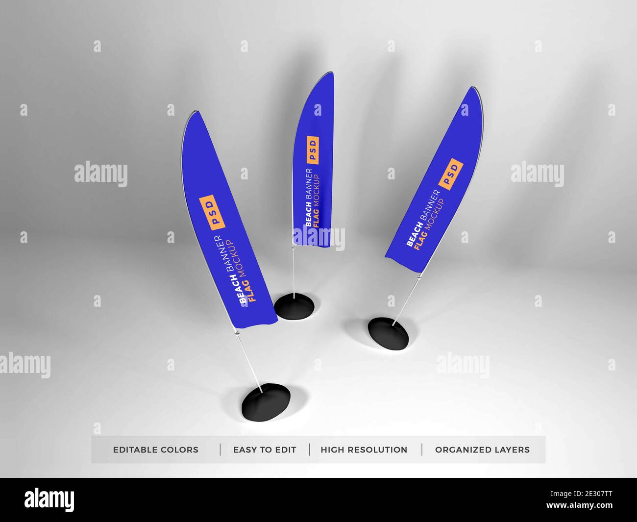 Realistic Beach Banner Flag Mockup Template Stock Photo - Alamy