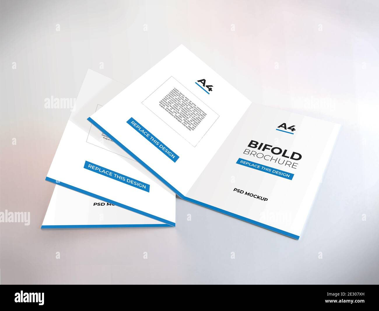 Realistic A4 Bifold Brochure Mockup Template PSD Stock Photo - Alamy