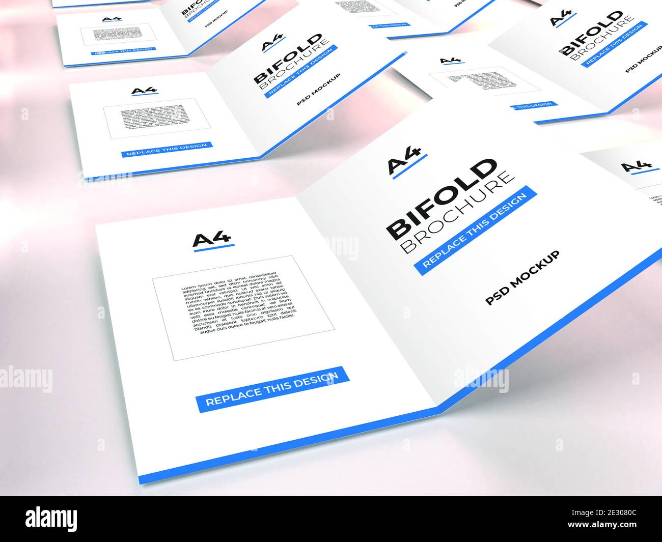 Realistic A4 Bifold Brochure Mockup Template PSD Stock Photo - Alamy