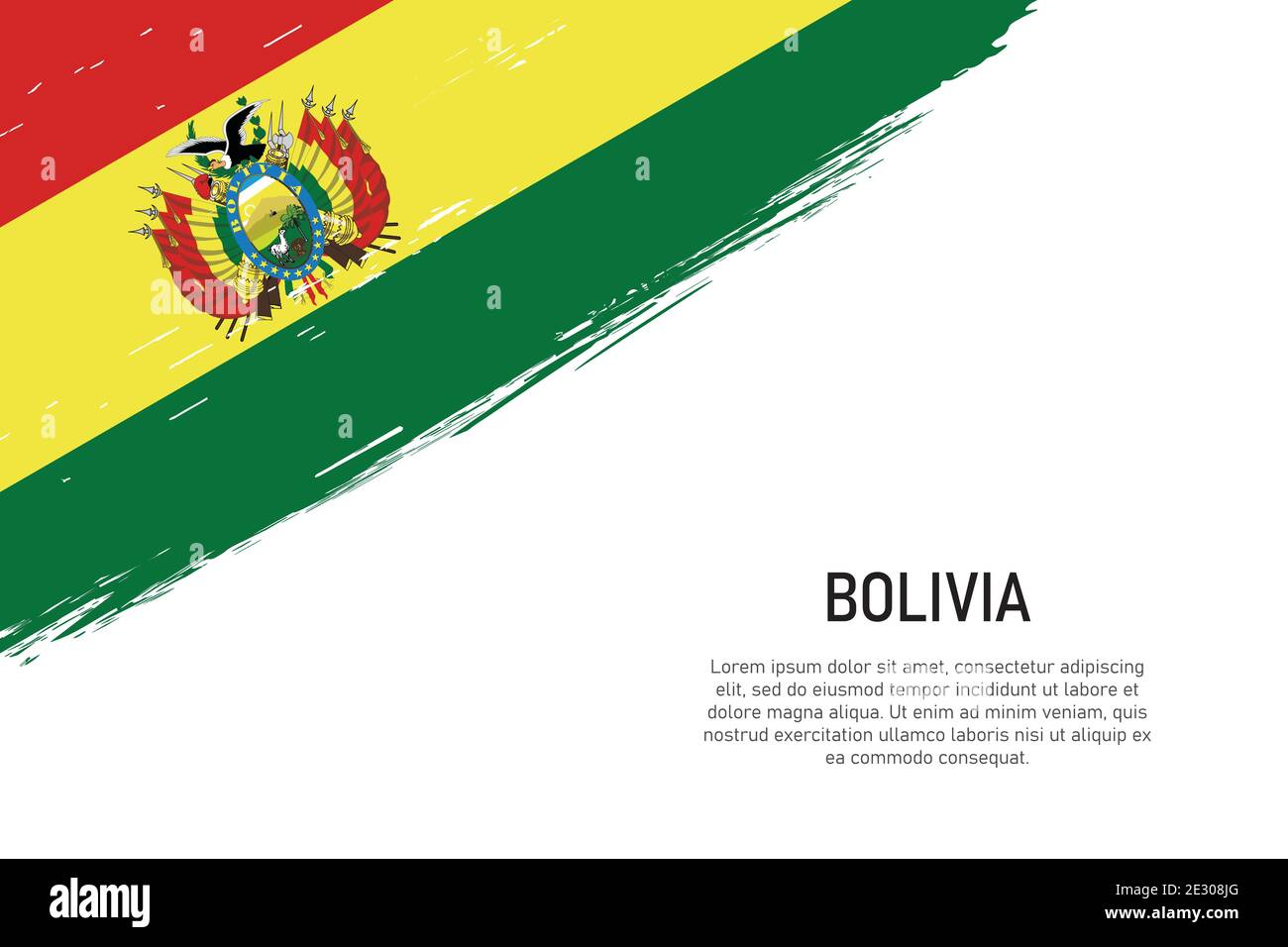 Grunge styled brush stroke background with flag of Bolivia. Template ...