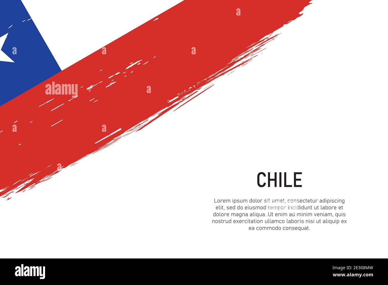 Grunge styled brush stroke background with flag of Chile. Template for ...