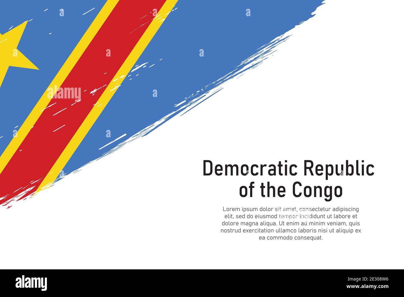 Grunge styled brush stroke background with flag of Democratic Republic ...