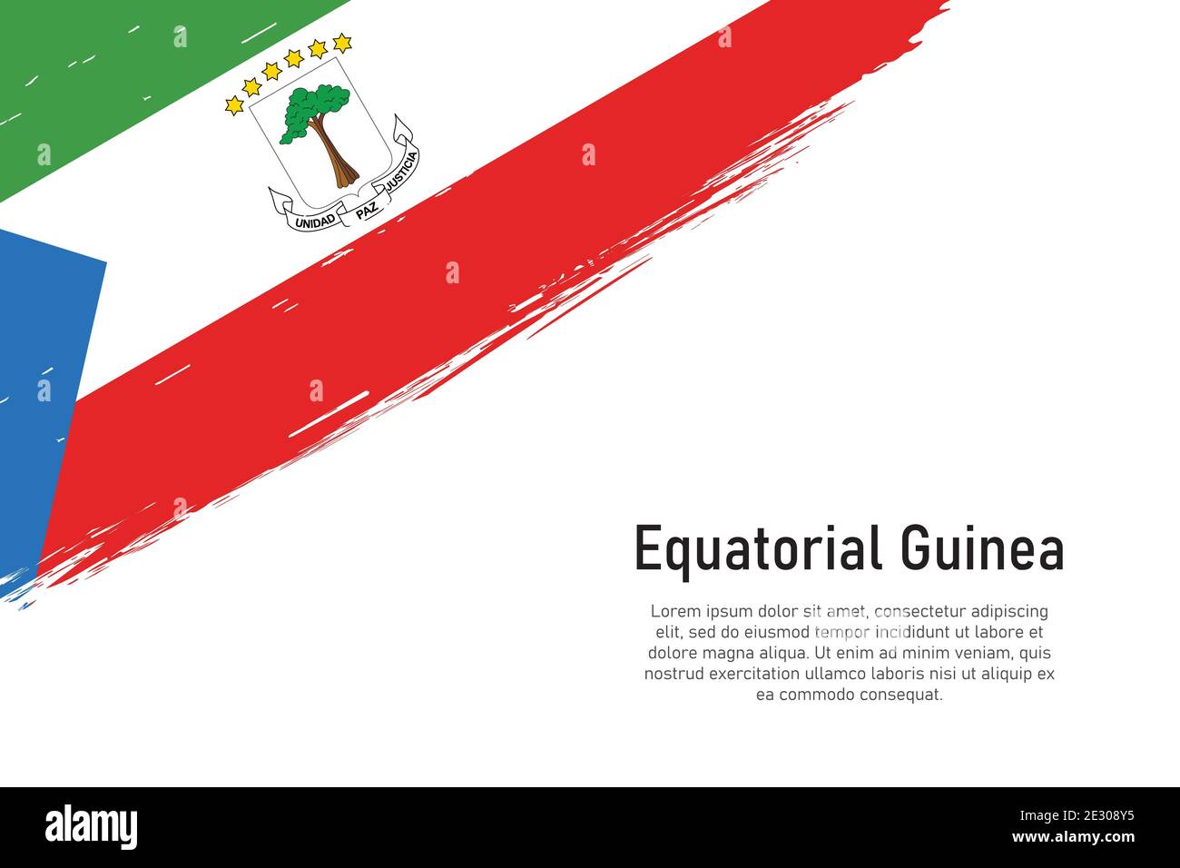 Grunge styled brush stroke background with flag of Equatorial Guinea ...