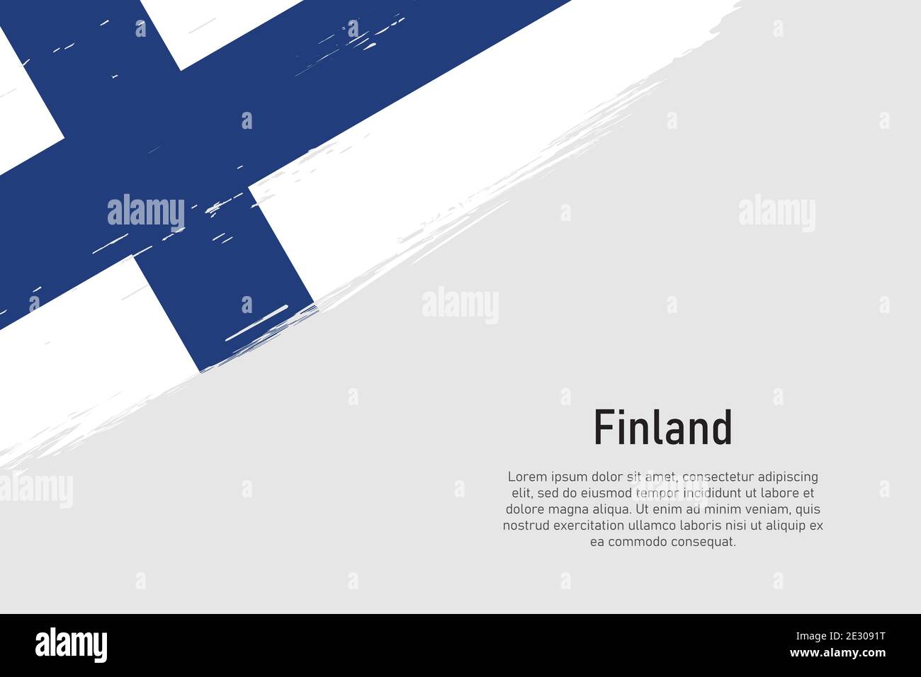 Grunge styled brush stroke background with flag of Finland. Template ...