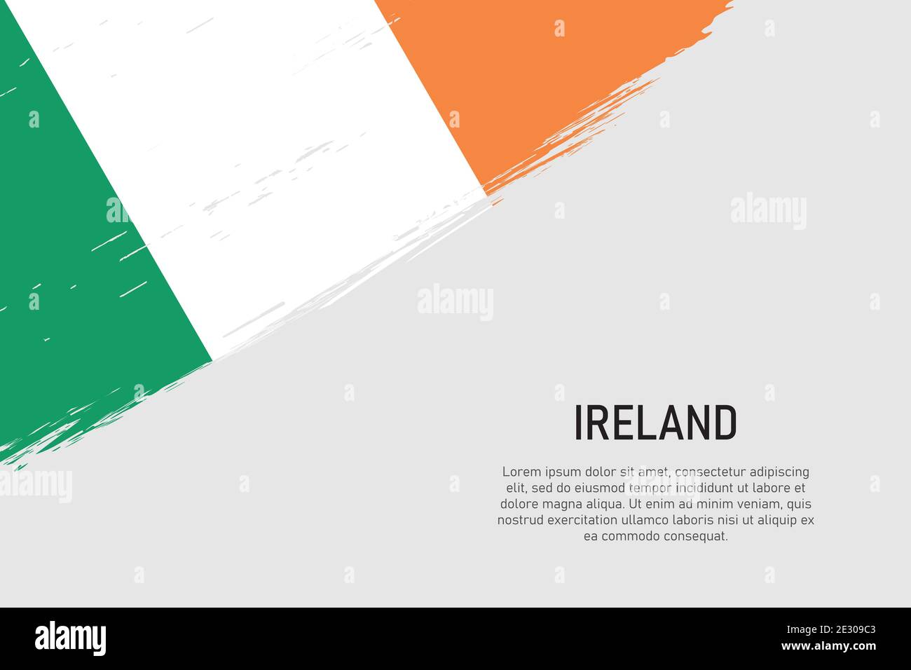 Grunge styled brush stroke background with flag of Ireland. Template ...