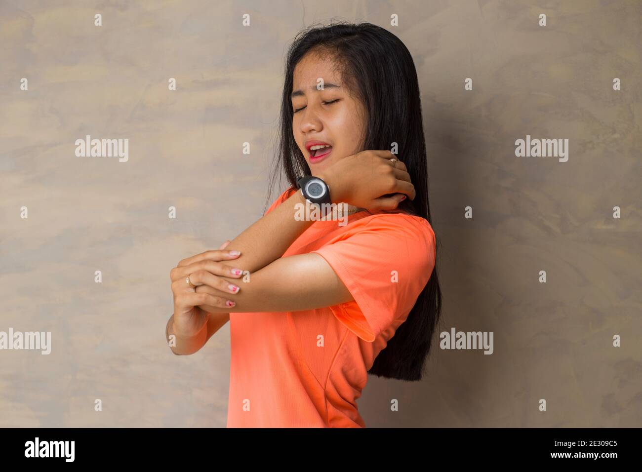 Sick woman elbow joint pain hi-res stock photography and images - Alamy