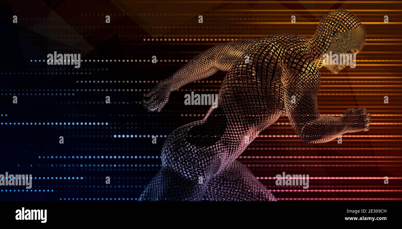 Running Man Technology Digital Concept for Studies Stock Photo - Alamy