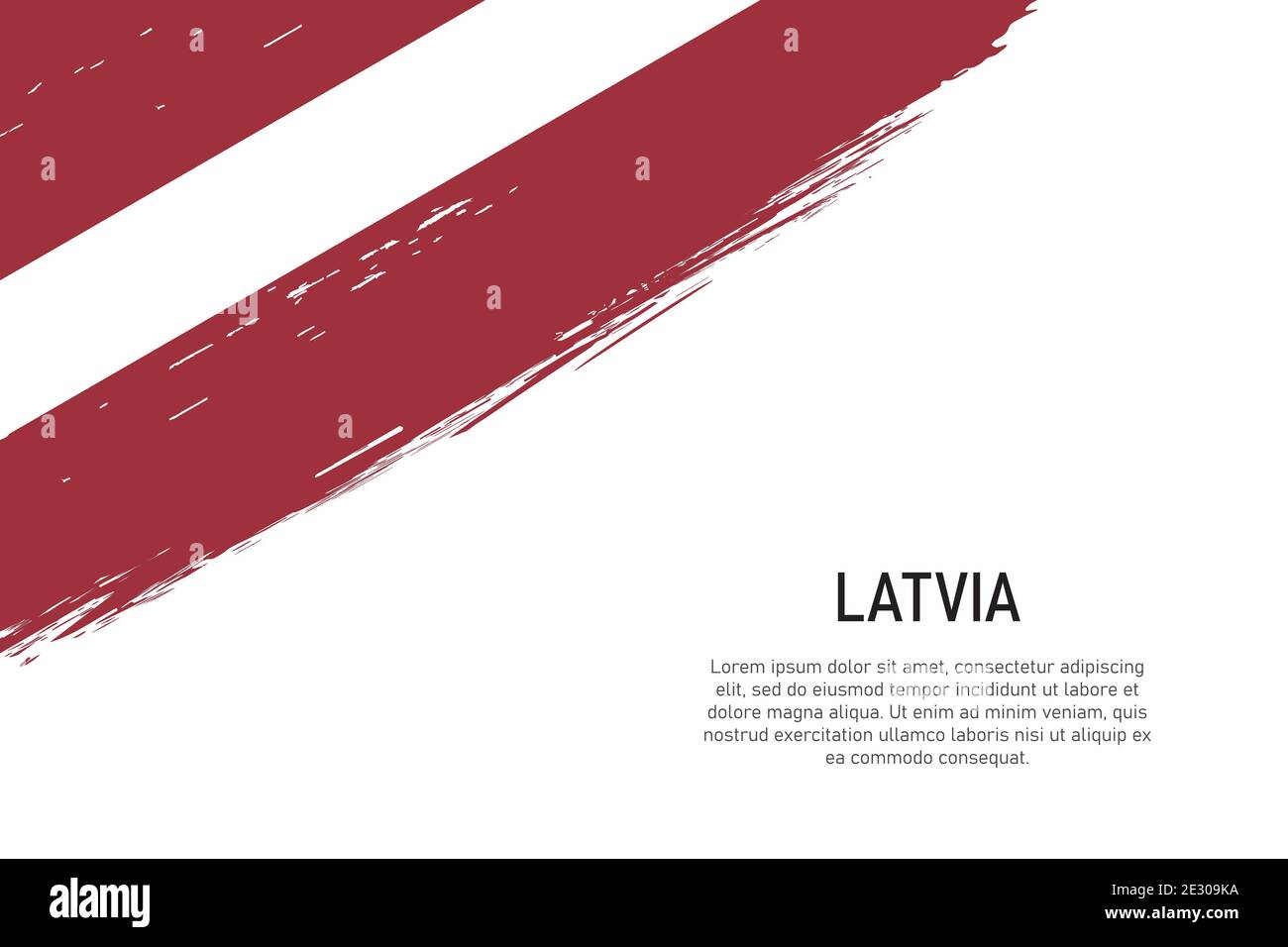 Grunge styled brush stroke background with flag of Latvia. Template for ...