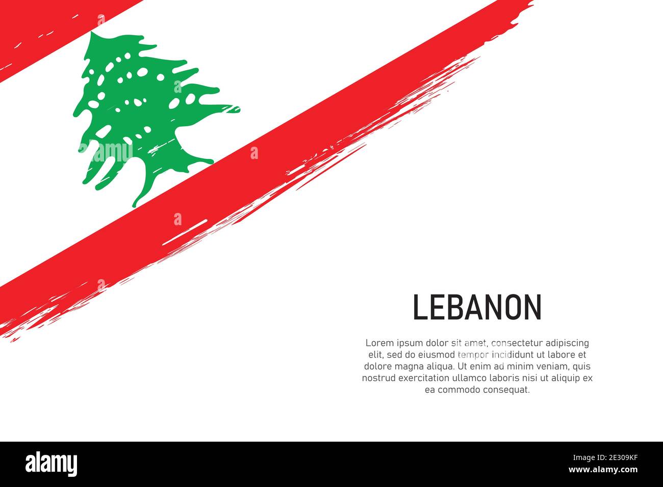 Grunge styled brush stroke background with flag of Lebanon. Template ...