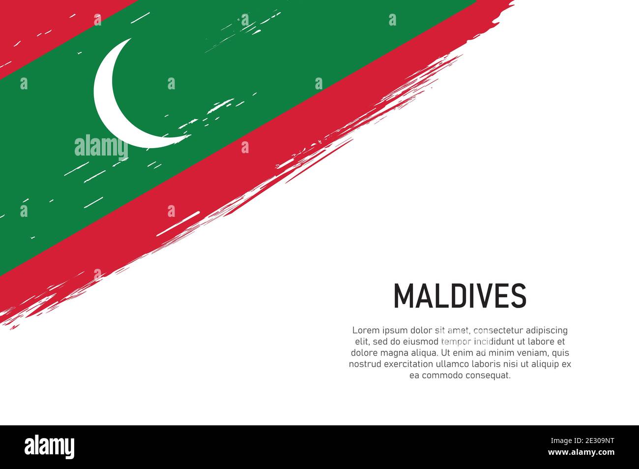 Grunge styled brush stroke background with flag of Maldives. Template ...
