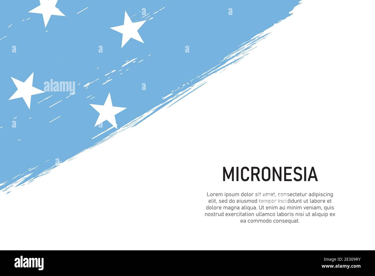Grunge styled brush stroke background with flag of Micronesia. Template ...