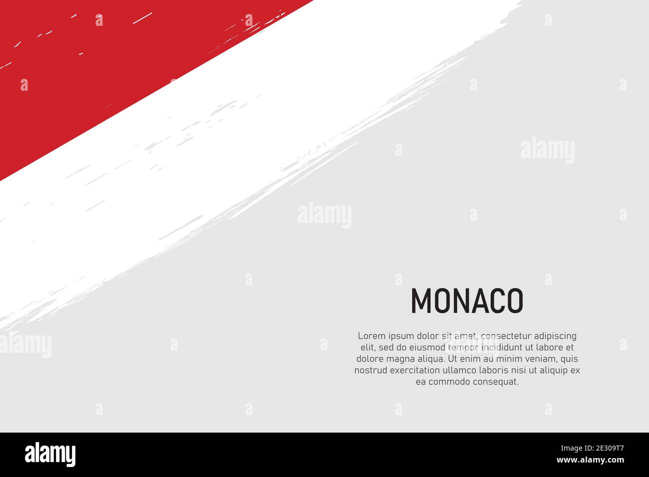 Grunge styled brush stroke background with flag of Monaco. Template for ...