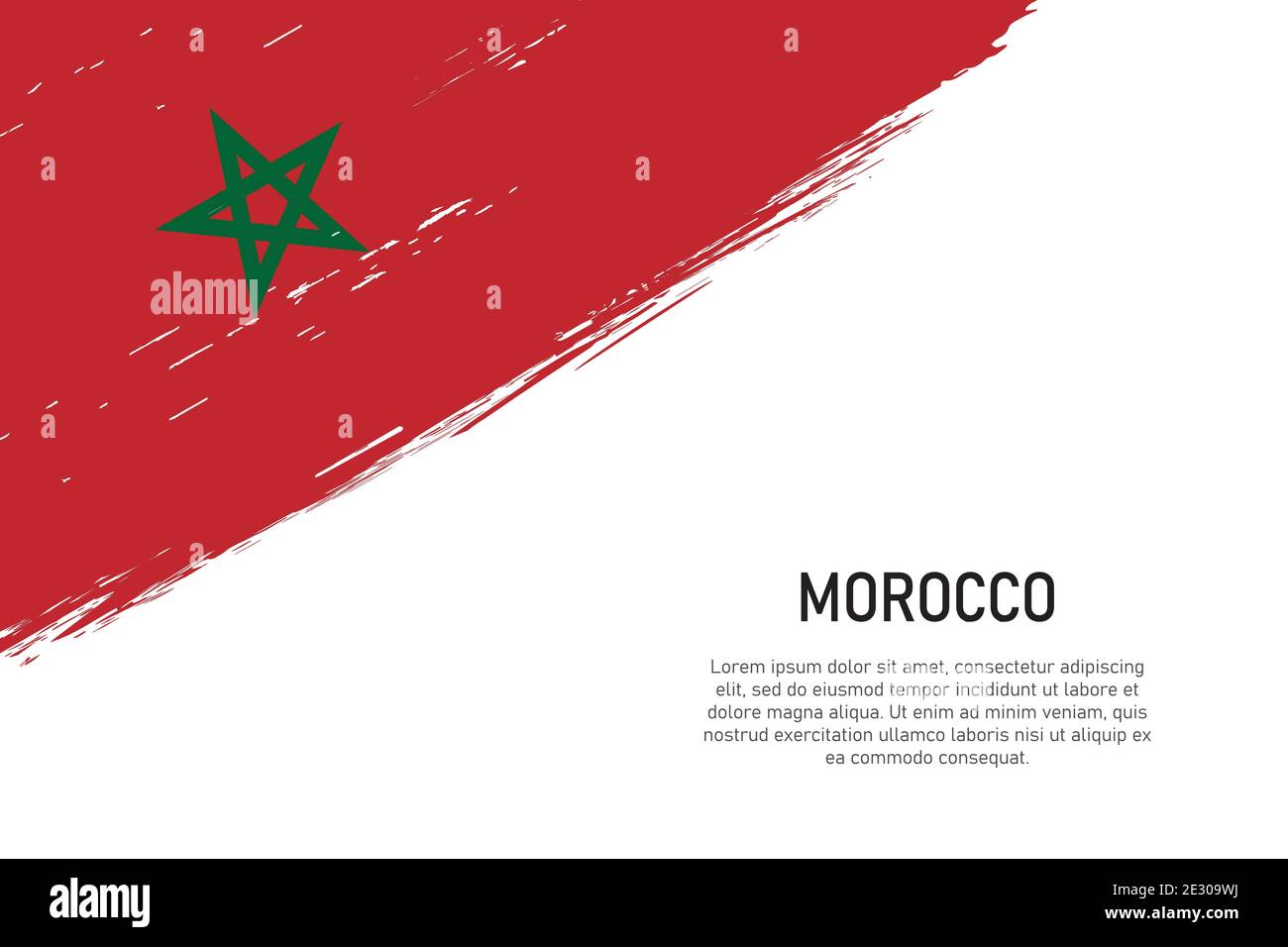 Grunge styled brush stroke background with flag of Morocco. Template ...