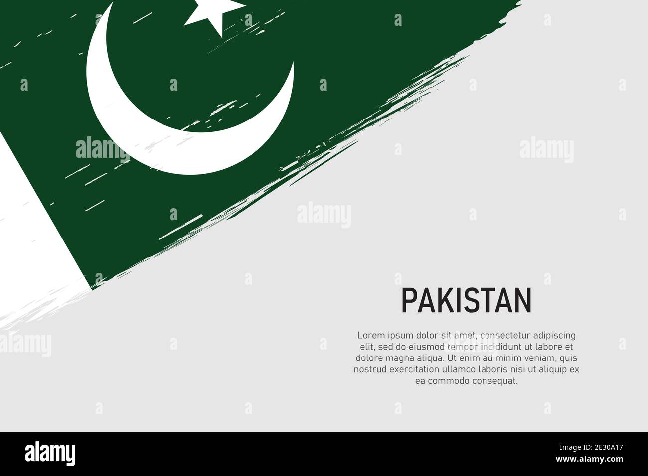 Grunge styled brush stroke background with flag of Pakistan. Template ...