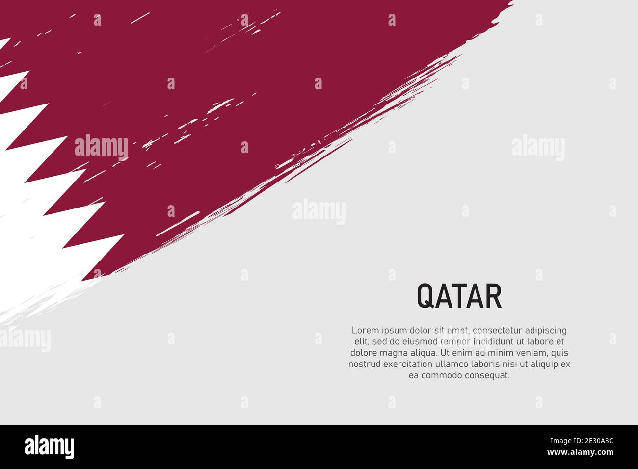 Grunge styled brush stroke background with flag of Qatar. Template for ...