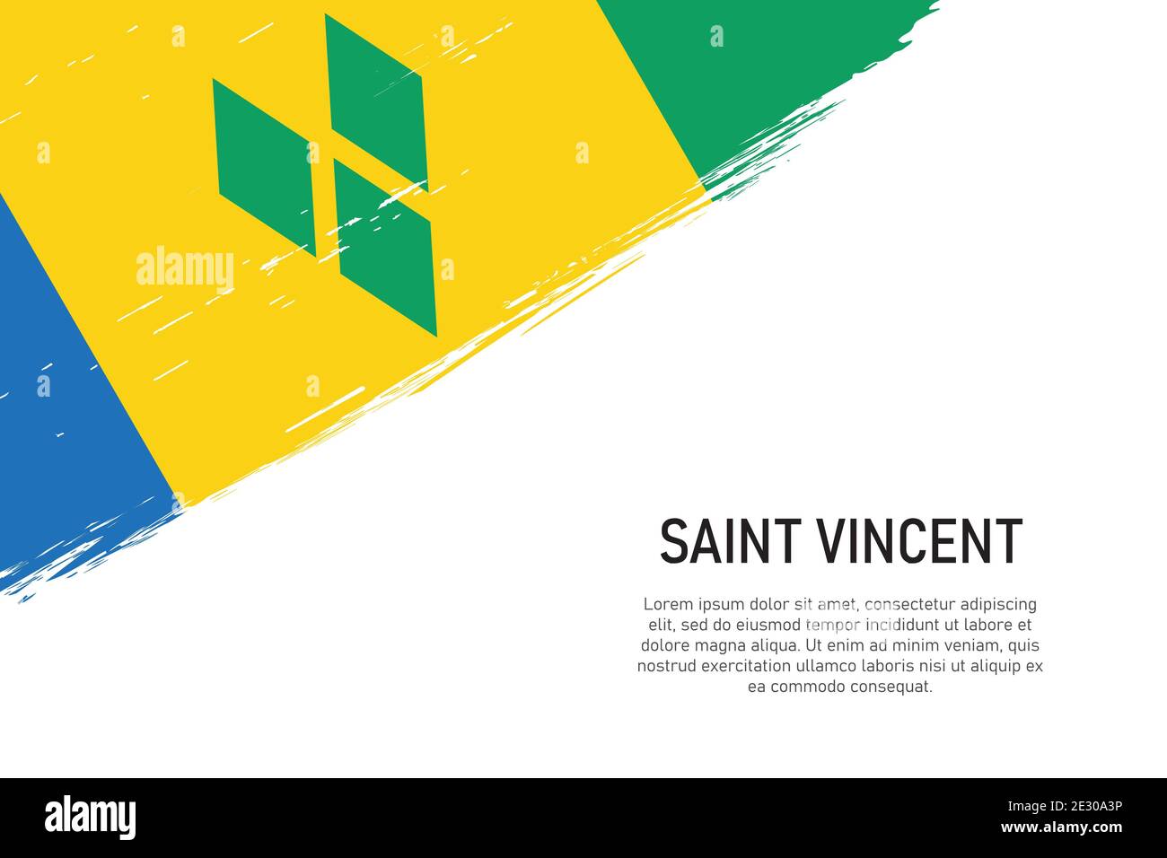 Grunge styled brush stroke background with flag of Saint Vincent ...