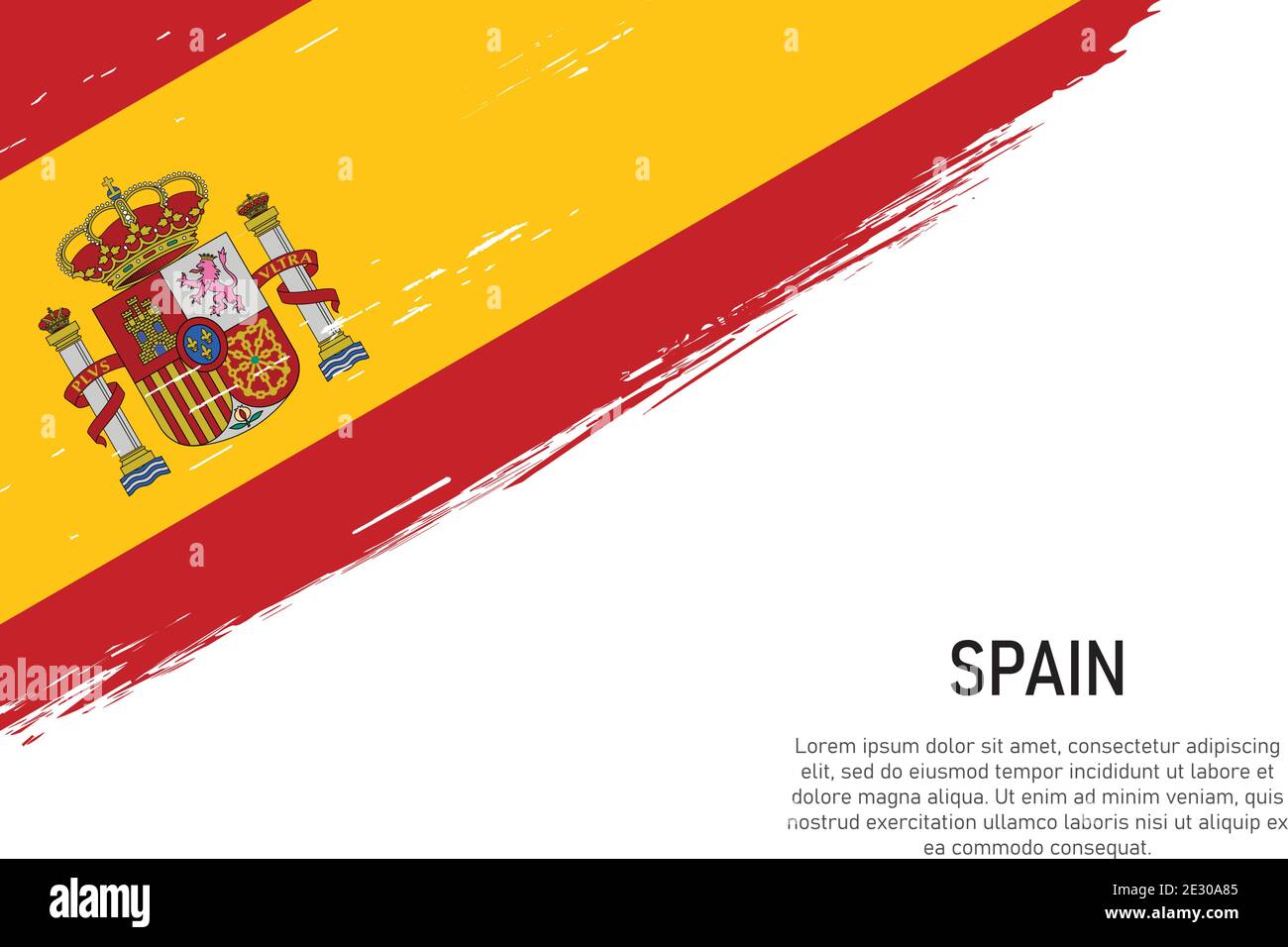 Grunge styled brush stroke background with flag of Spain. Template for ...