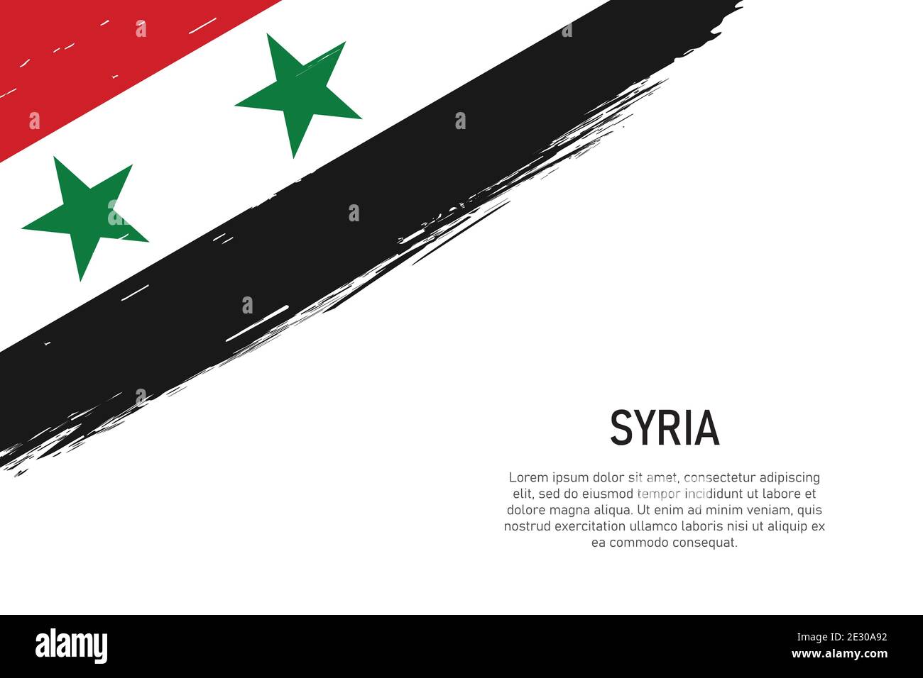 Grunge styled brush stroke background with flag of Syria. Template for ...