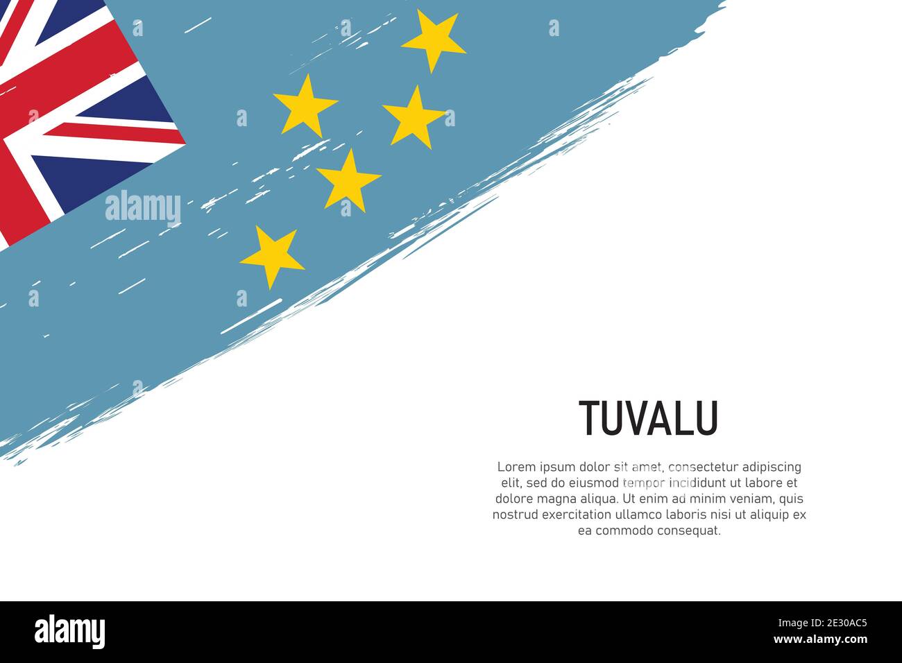 Grunge styled brush stroke background with flag of Tuvalu. Template for ...