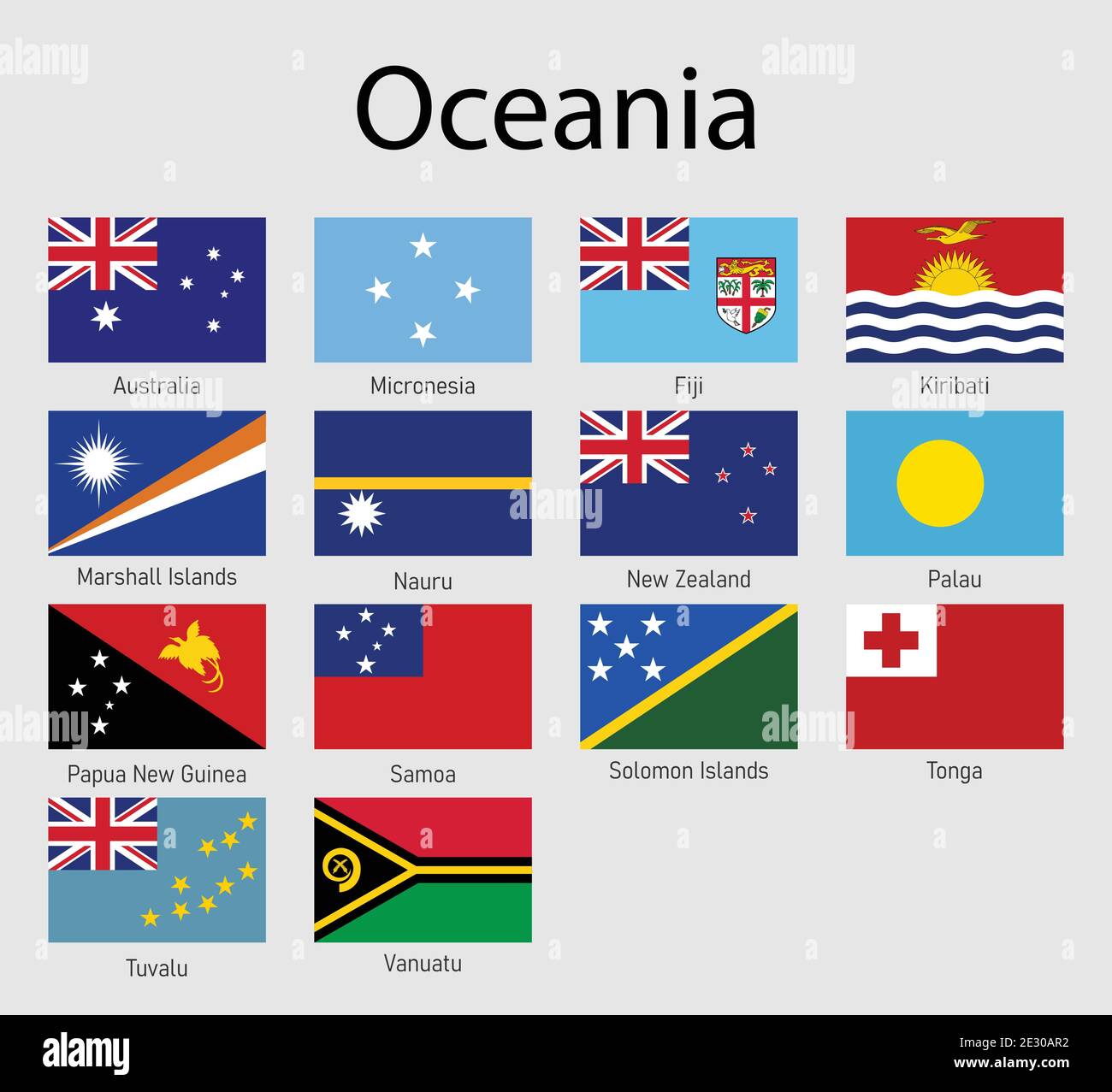Set of flags Oceanian countries, All Oceania flag collection Stock ...