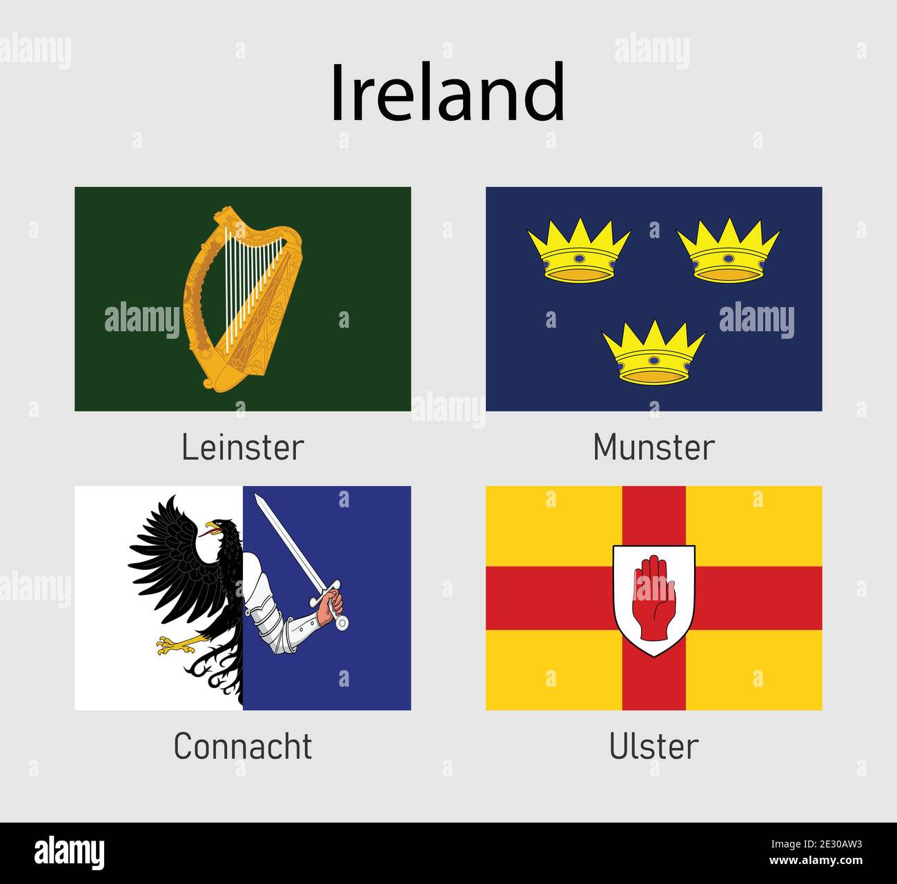 Set Flags of the provinces of Ireland, All Irish regions flag collection Stock Vector Image ...