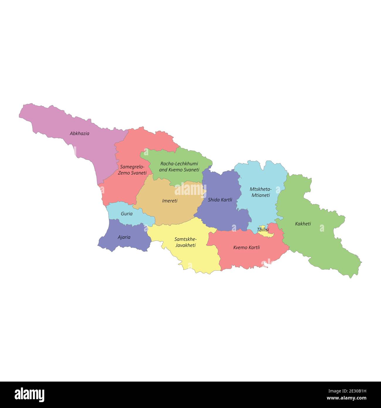 High quality colorful labeled map of Georgia with borders of the ...