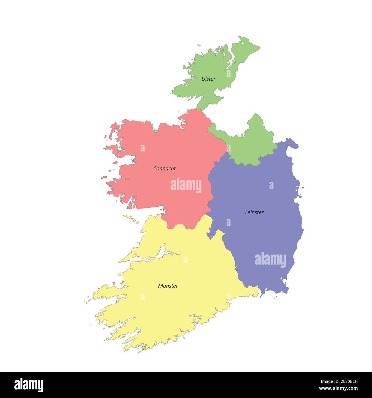 High quality colorful labeled map of Ireland with borders of the ...