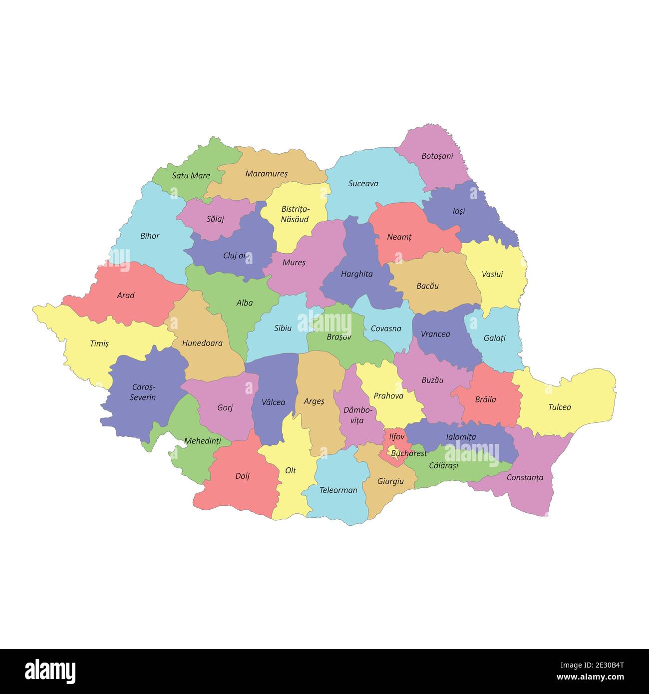Romania political map detailed Stock Vector Images - Alamy