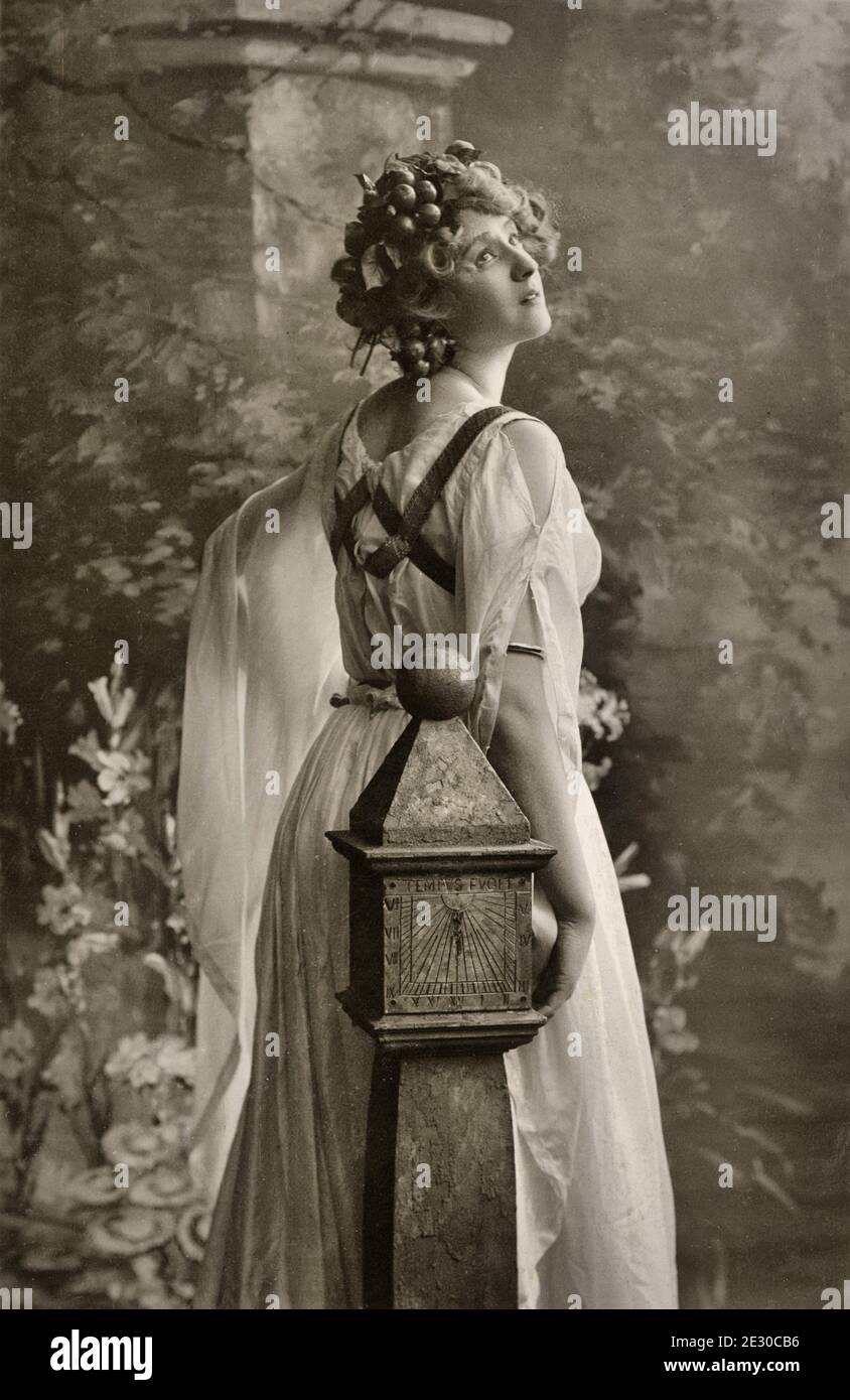 Gabrielle Ray (English actrerss) and sundial - photo by Foulsham & Banfield (London) - Rotary ...