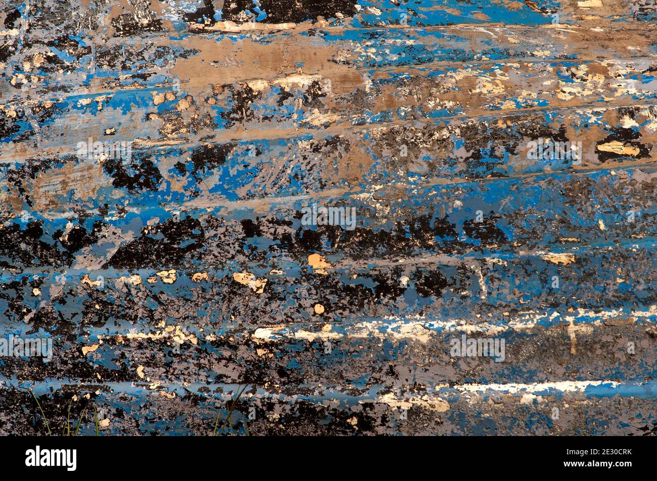 Flaking blue and black paintwork on boat Stock Photo - Alamy