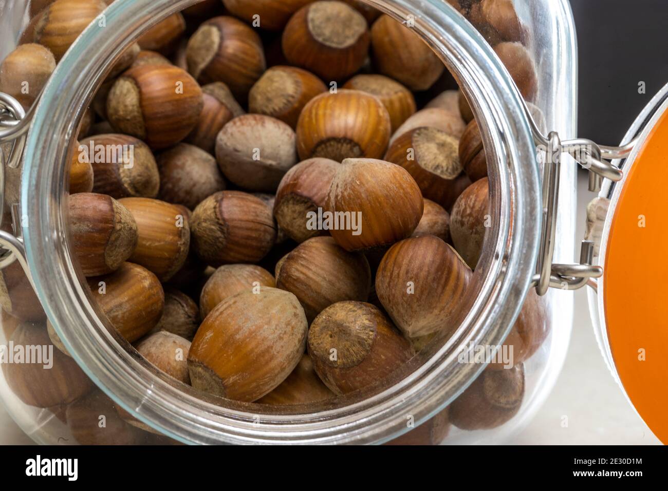 Hazelnuts and Kilner jar Stock Photo - Alamy