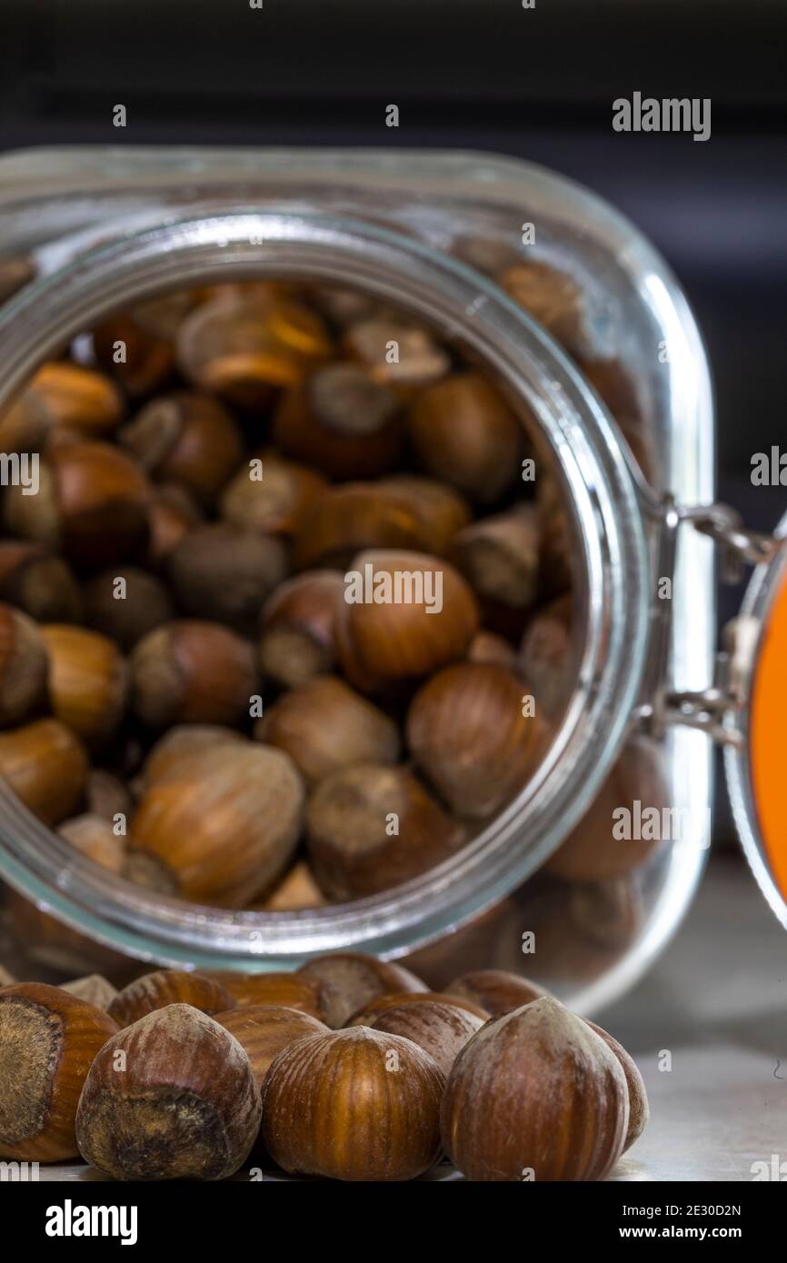 Hazelnuts and Kilner jar Stock Photo - Alamy