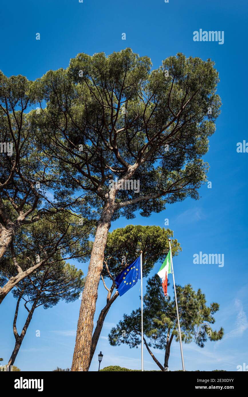 Italian european union flags rome hi-res stock photography and images ...