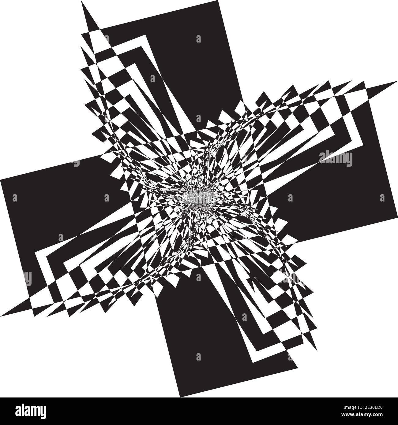 Intersected trajectory cross piramyd perspective illusion abstract ...