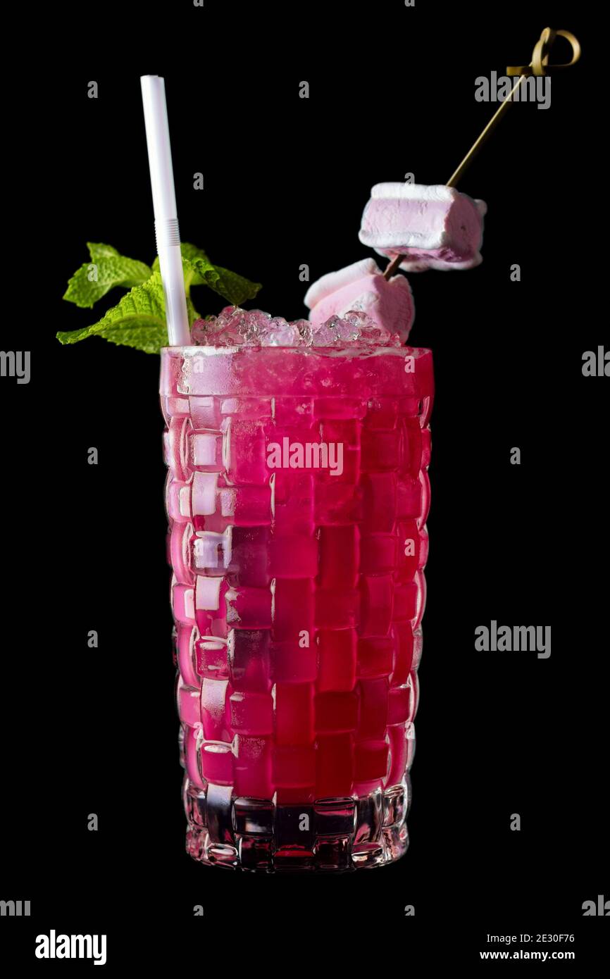 Cocktail on a black background with decorations Stock Photo - Alamy