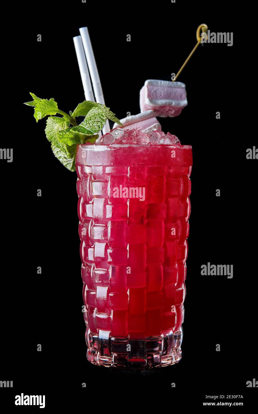 Cocktail on a black background with decorations Stock Photo - Alamy