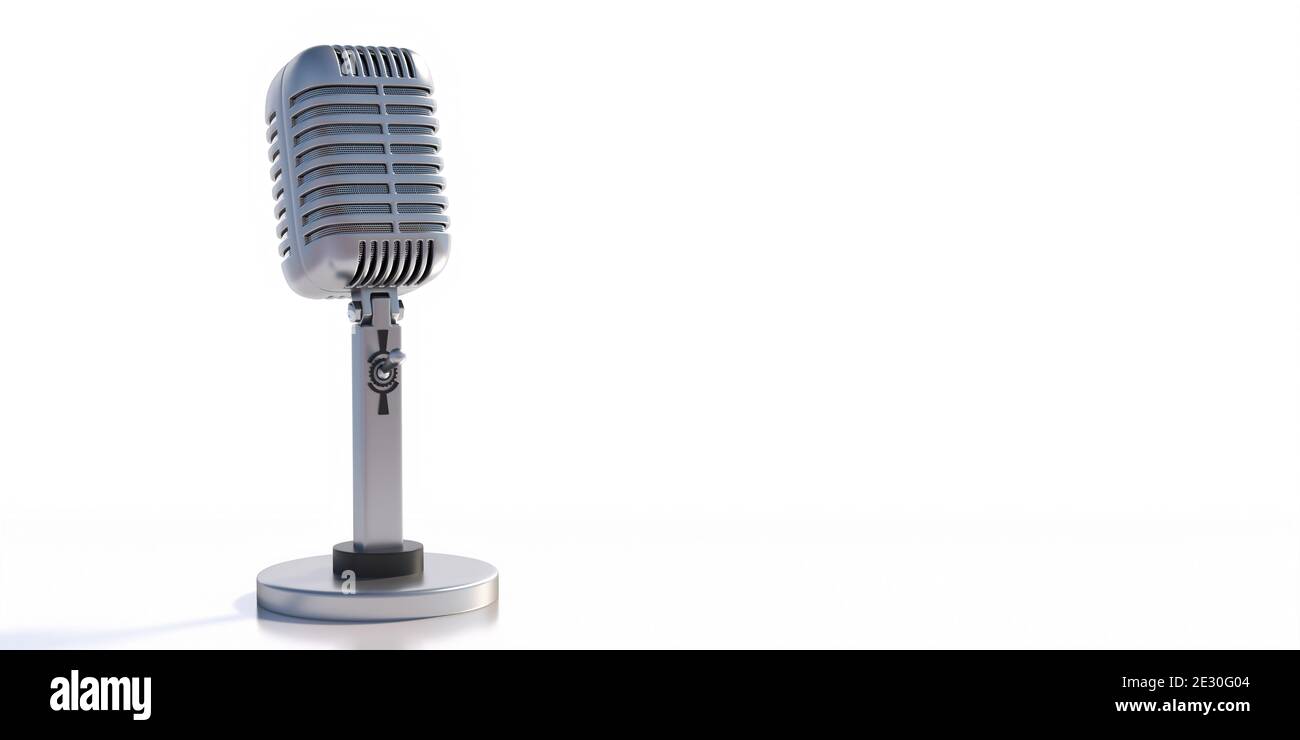 Microphone retro style, mic or mike. Professional classic metal device ...