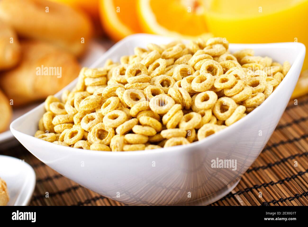Cereal rings orange juice milk hi-res stock photography and images - Alamy