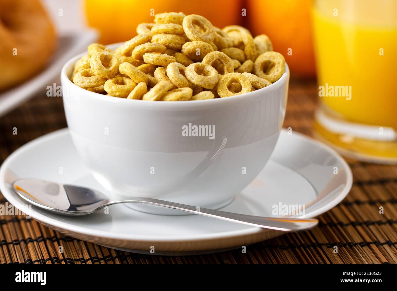 Crunchy Oat Rings with Milk. High quality photo Stock Photo - Alamy