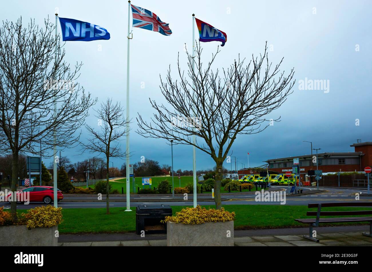 Main entrance to the NHS South Tees Foundation Trust James Cook ...