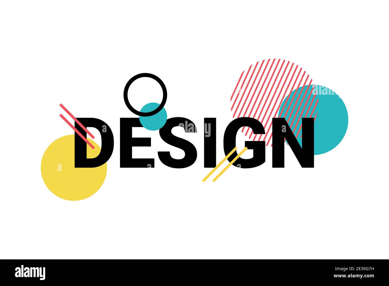 Modern, playful graphic design of a word "Design" with circles and ...