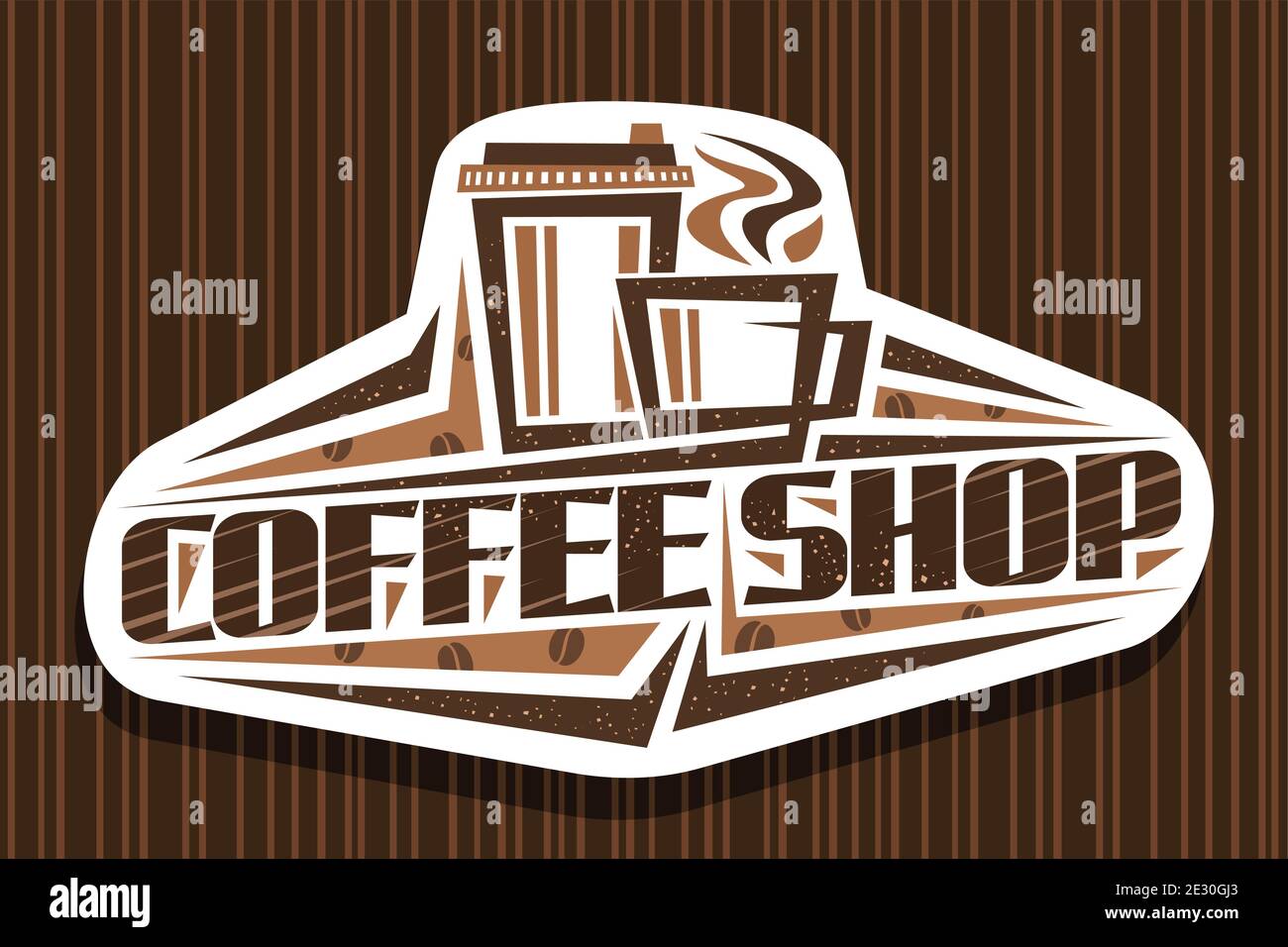 Vector logo for Coffee Shop, decorative signboard for hipster cafe with ...