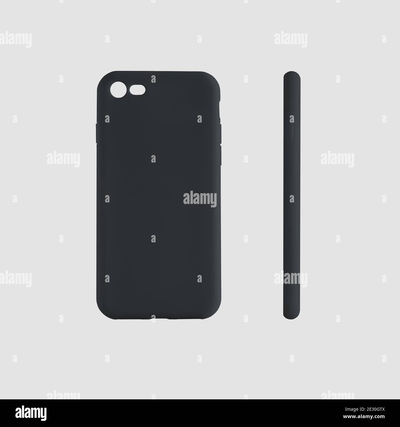 Plastic black case template for smartphone, front and side view ...