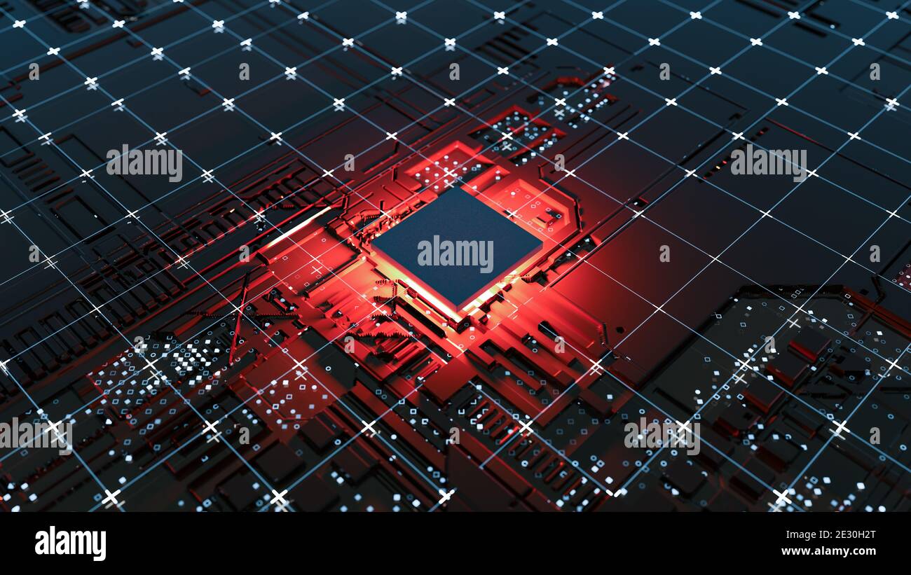 Abstract Central Computer Processors Concept. 3D illustration Stock ...