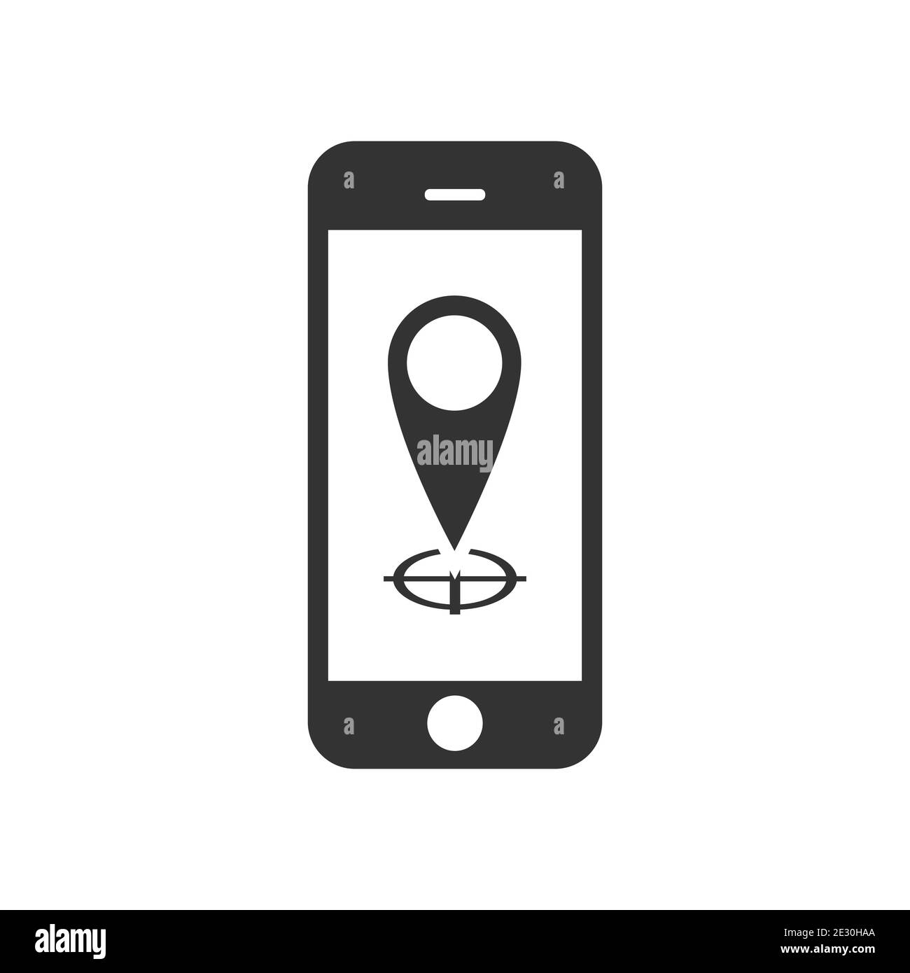 Icon a phone icon with a location marker. Navigation, a map application ...